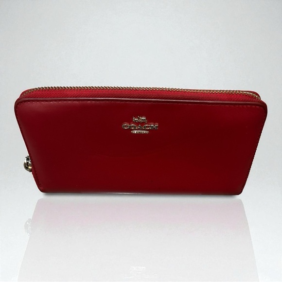 Coach | Bags | Coach Cherry Red Leather Zip Wallet | Poshmark